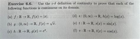 Solved Exercise 66 Use The ε 8 Definition Of Continuity To
