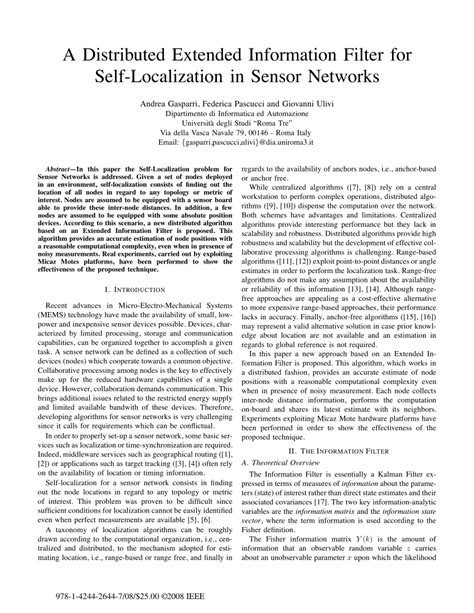 pdf a distributed extended information filter for self localization