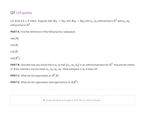 solved q7 10 points let a be a 2 x 3 matrix suppose that