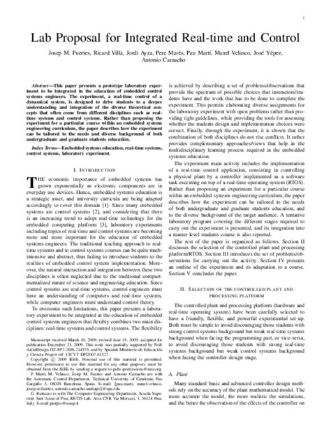 Pdf Lab Proposal For Integrated Real Time And Control