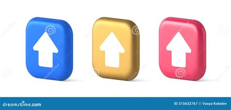Arrow Up Button Directional Pointer Cyberspace Cursor 3d Realistic Icon Stock Illustration