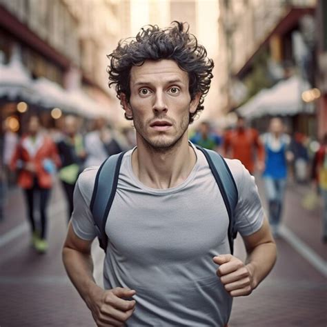 Man Running On A Track Premium Ai Generated Image