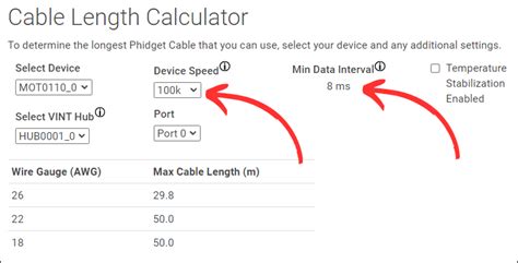 Cable Length Calculator Guide Phidgets Support