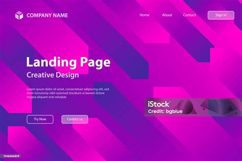 방문 페이지 템플릿 기하학적 모양의 추상적 인 디자인 트렌디 한 보라색 그라데이션 그라데이션에 대한 스톡 벡터 아트 및 기타 이미지 그라데이션 기울어진 기하 도형