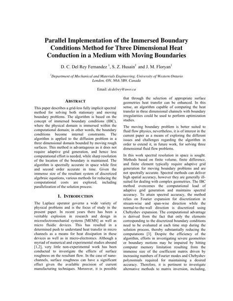 Pdf Parallel Implementation Of The Immersed Boundary Conditions