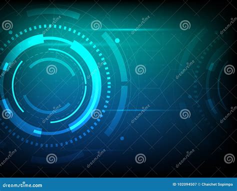 Abstract Blue Green Circle Digital Technology Background Futuristic Structure Elements Concept