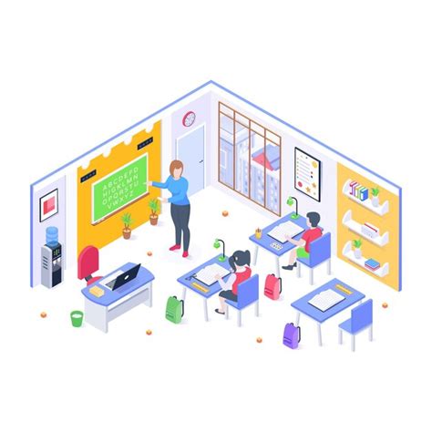 Premium Vector A Welldesigned Isometric Illustration Of A Classroom