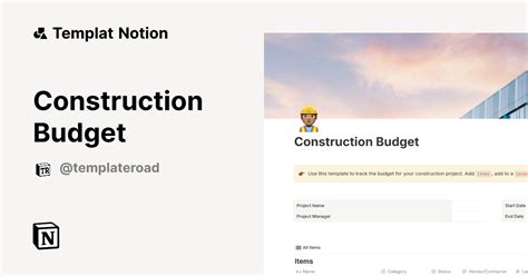 Construction Budget Templat Oleh Template Road Notion Marketplace