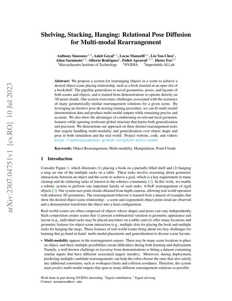 Pdf Shelving Stacking Hanging Relational Pose Diffusion For Multi Modal Rearrangement