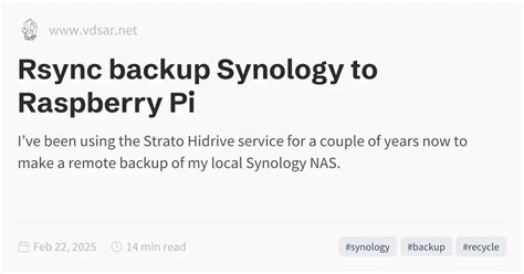 Rsync Backup Synology To Raspberry Pi