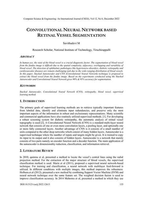 Convolutional Neural Network Based Retinal Vessel Segmentation Pdf