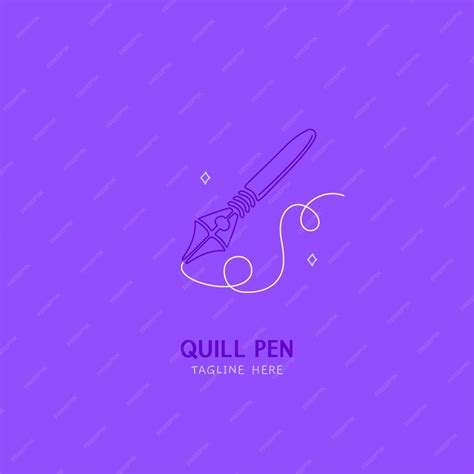 손으로 그린 퀼 펜 로고 템플릿 무료 벡터