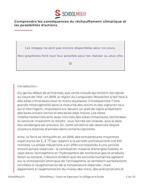 Comprendre Les Consequences Du Rechauffement Climatique Et Les Possibilites D Actions Fiche De