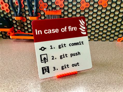 Warning Sign In Case Of Fire Git Commit Git Push Git Out 3d Model By Kosteklvp On Thangs