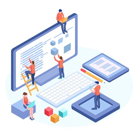 Engineer Team At Project Development Template For Developer Coding Develop Programmer At