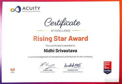 I Am Feeling Elated To Receive An Award For Rising Star Q2 2023 Thank… Nidhi Srivastava