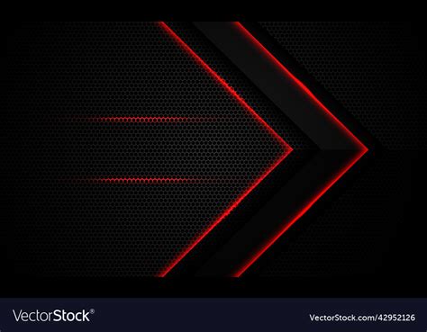 Abstract Red Light Arrow On Black With Hexagon Vector Image