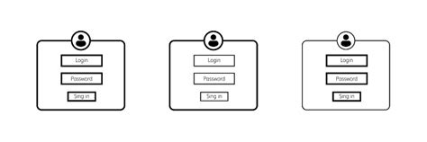 Three Identical Account Login Interfaces Displaying User And Password Input Sections Stock