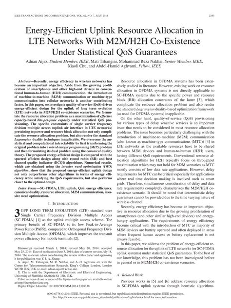 Pdf Energy Efficient Uplink Resource Allocation In Lte Networks With