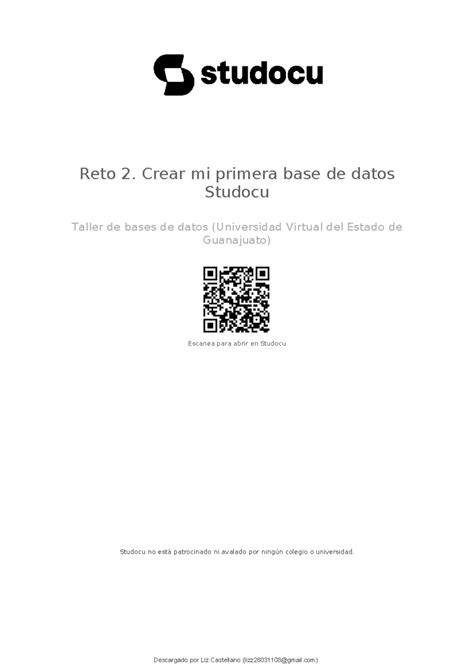 Reto Crear Mi Primera Base De Datos Studocu RETO Reto Crear Mi Primera Base De Datos