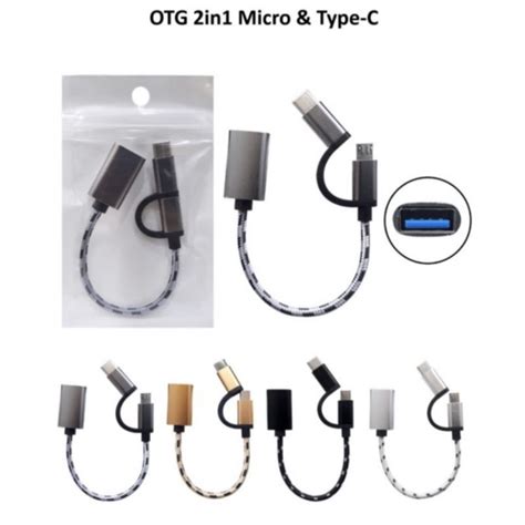 Jual Kabel OTG 2 In 1 Type C Dan Usb Micro Besi Fast Speed Multifungsi Shopee Indonesia