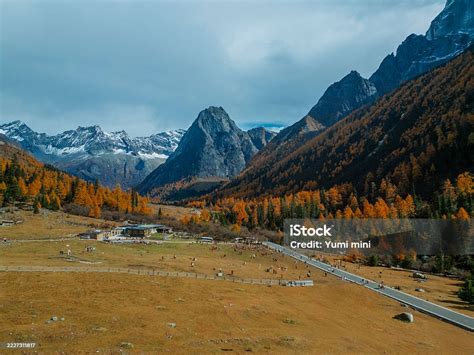 Aerial View Of Mount Siguniang National Park With The Beautiful Snow