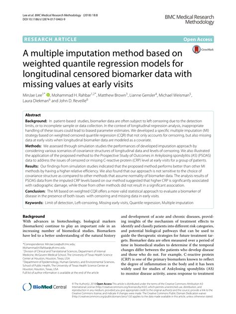 Pdf A Multiple Imputation Method Based On Weighted Quantile