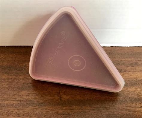 Vintage Tupperware Single Pie Slice Keeper 269 Pink Bottom With Clear