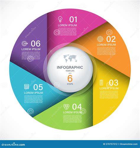 Vector Infographic Circle Cycle Diagram With 6 Steps Round Chart That
