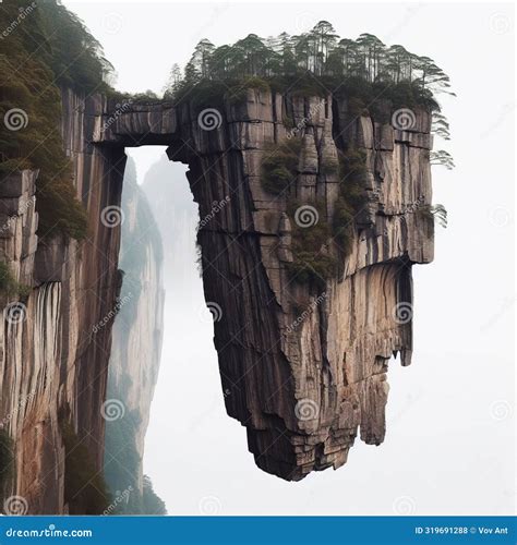 Overhanging Cliff A Cliff That Extends Horizontally Beyond Th Stock Illustration Illustration