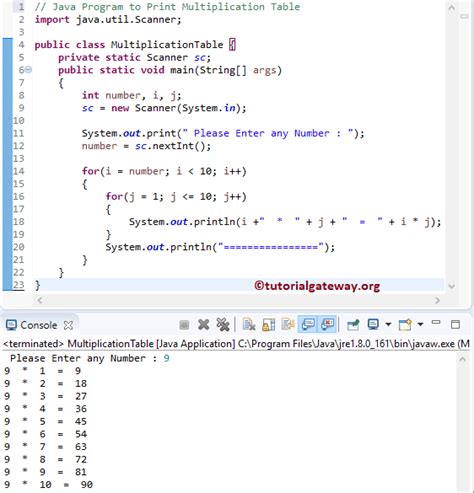 Java Program To Print Multiplication Table Artofit