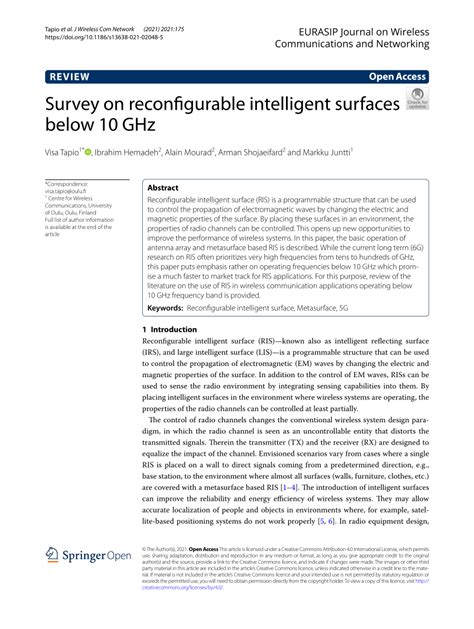 Pdf Survey On Reconfigurable Intelligent Surfaces Below 10 Ghz