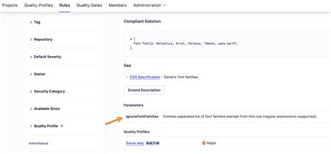 Setting Rule Parameters Such As Ignorefontfamilies In Sonarcloud Sonarqube Cloud Sonar Community