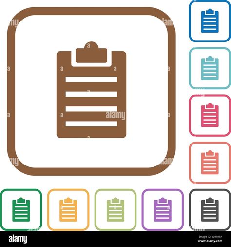 Notes Simple Icons In Color Rounded Square Frames On White Background Stock Vector Image And Art