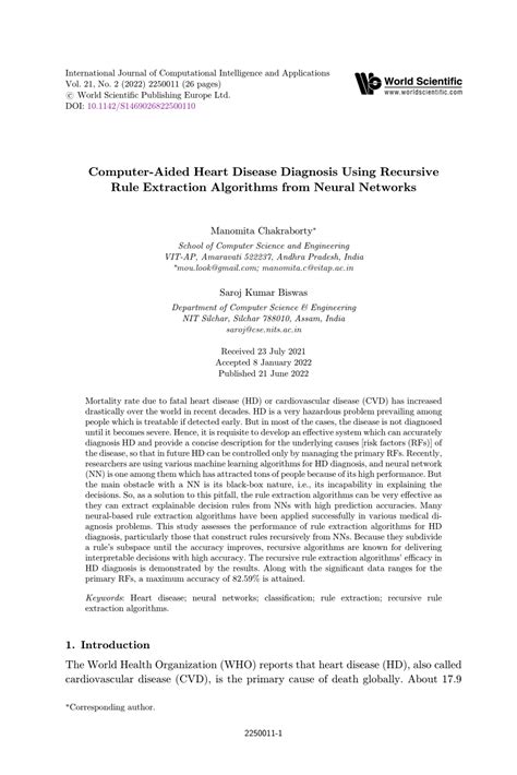Pdf Computer Aided Heart Disease Diagnosis Using Recursive Rule