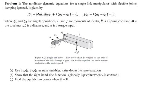 Solved Problem The Nonlinear Dynamic Equations For A Chegg