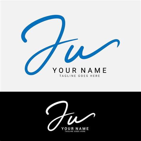 Premium Vector J U Ju Initial Letter Logo Alphabet Ju Handwritten Signature Logo