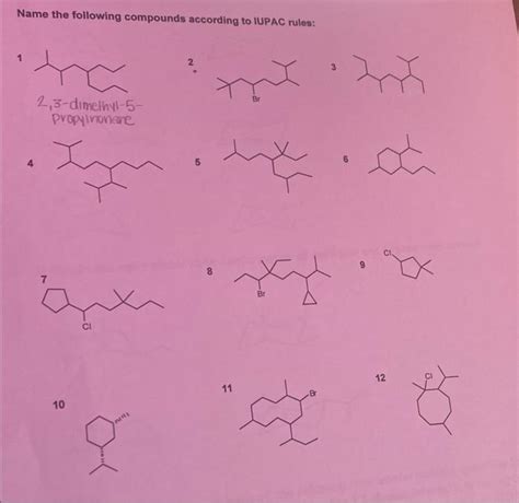 Solved Name The Following Compounds According To The Iupac