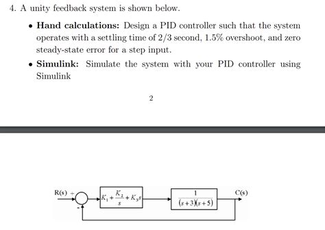 Solved 4 A Unity Feedback System Is Shown Below Hand