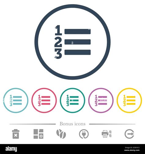 Ordered List Flat Color Icons In Round Outlines 6 Bonus Icons Included Stock Vector Image And Art