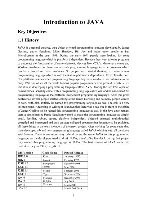Introduction To Javakey Objectives Introduction To Java Key