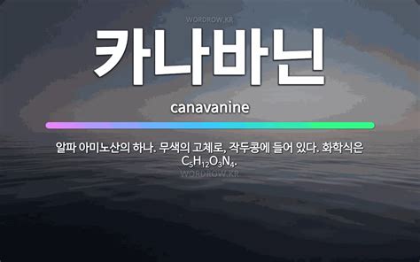 🌟카나바닌 알파 아미노산의 하나 무색의 고체로 작두콩에 들어 있다 화학식은 C