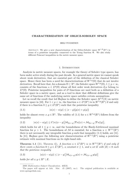 Pdf Characterization Of Orliczsobolev Space