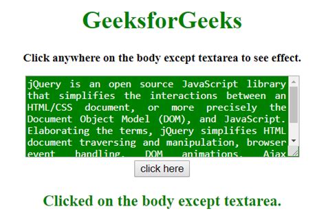 How To Click Anywhere On The Page Except One Element Using Jquery