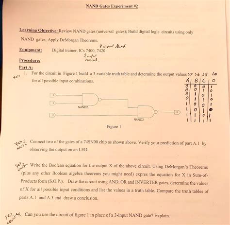 SOLVED I Need Help With The Whole Part A NAND Gates Experiment 2