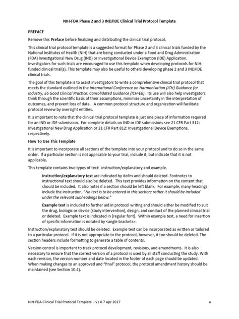 Protocol Template V10 040717 Pdf Institutional Review Board