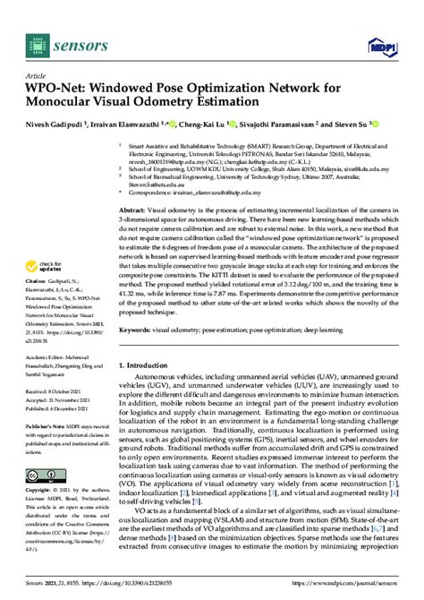 Pdf Wpo Net Windowed Pose Optimization Network For Monocular Visual Odometry Estimation