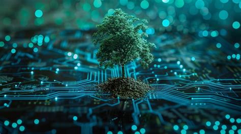 Premium Photo A Tree Is Shown With The Word Tree On ItTechnology Trees Growing On Network