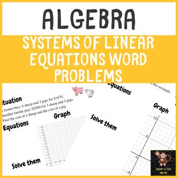 Systems Of Linear Equations Word Problems Activity By Chimp A Roo Maths