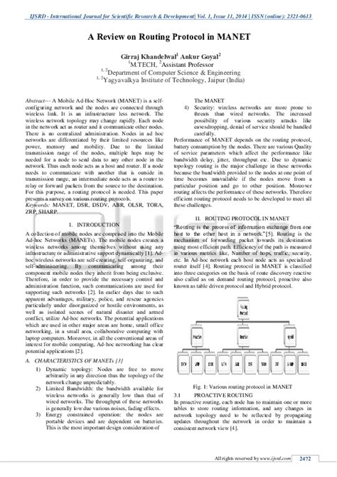 Pdf A Review On Routing Protocol In Manet